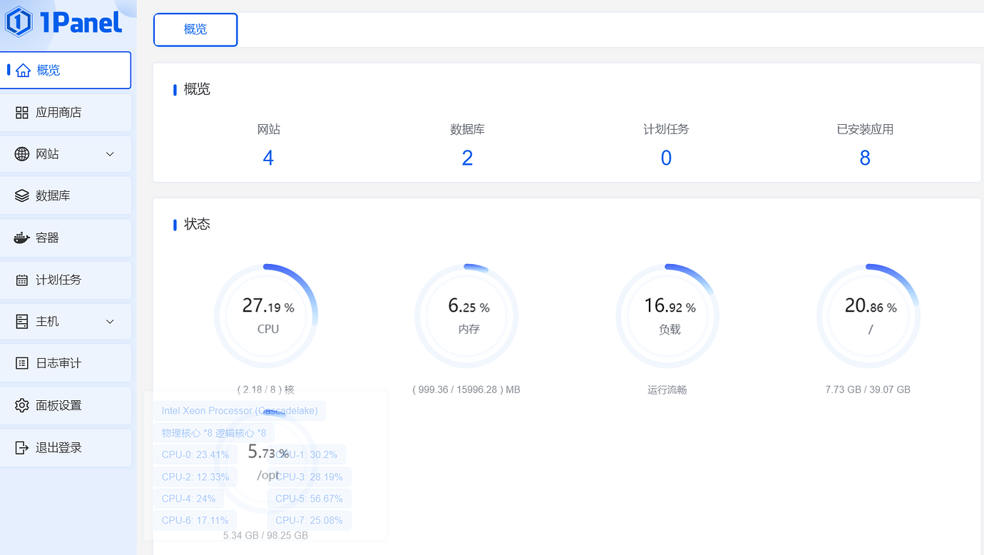 1panel进程在干嘛？占巨量cpu - 1Panel - 社区论坛 - FIT2CLOUD 飞致云