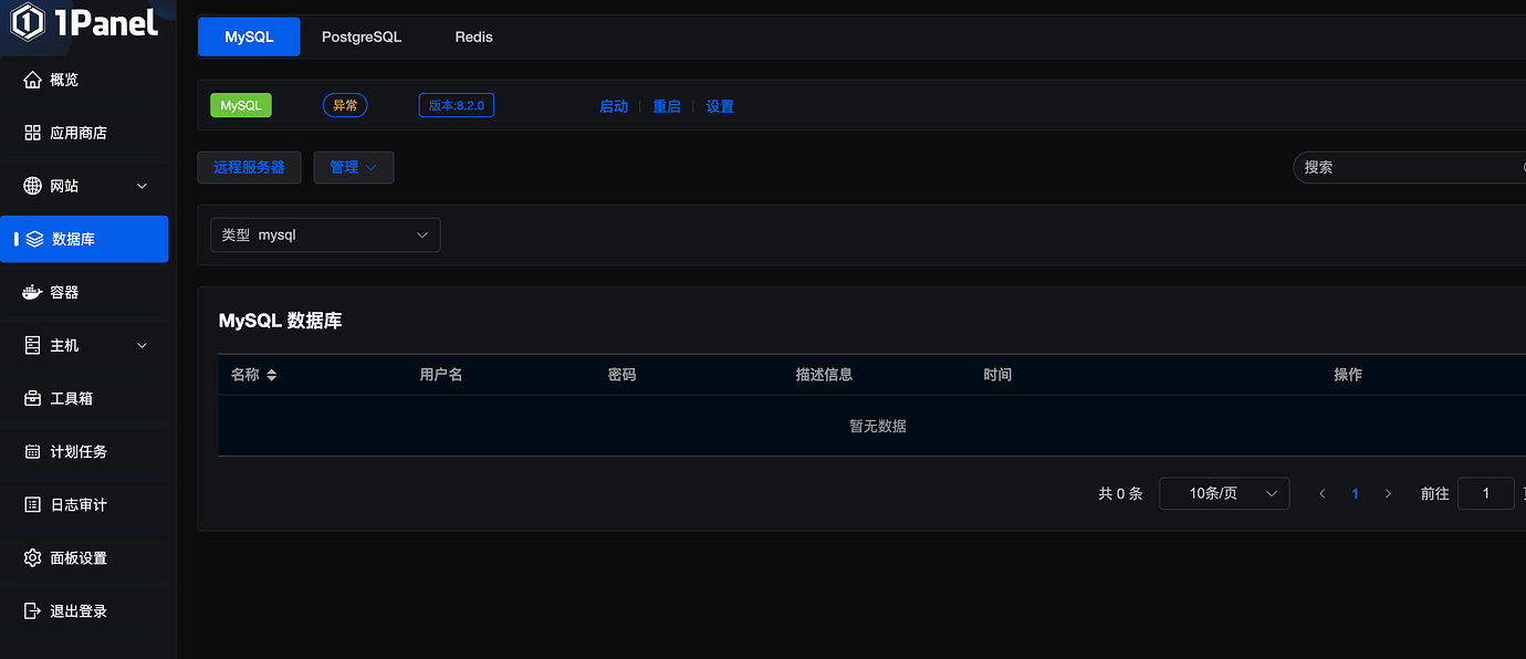 创建Mysql数据库总是报错 - 1Panel - 社区论坛 - FIT2CLOUD 飞致云