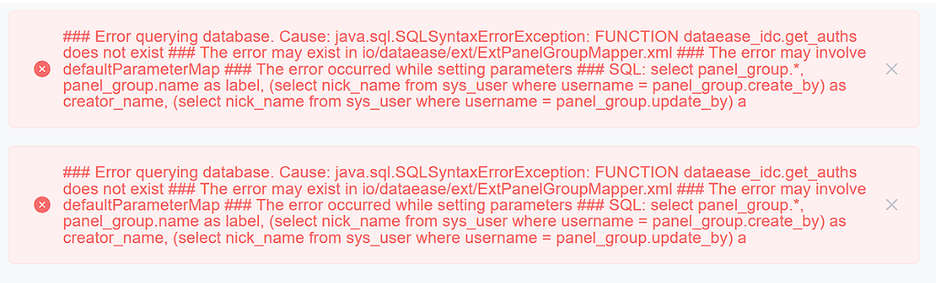 备份数据库后,切换完服务页面报错, Error Querying Database Cause Java Sql Sqlsyntaxerrorexception Function,怎么