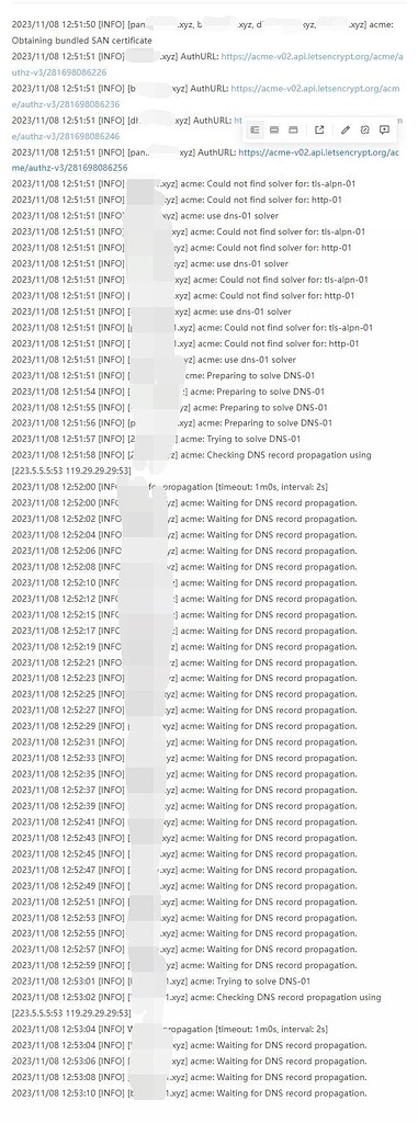 DNS申请证书一直失败 - 1Panel - 社区论坛 - FIT2CLOUD 飞致云