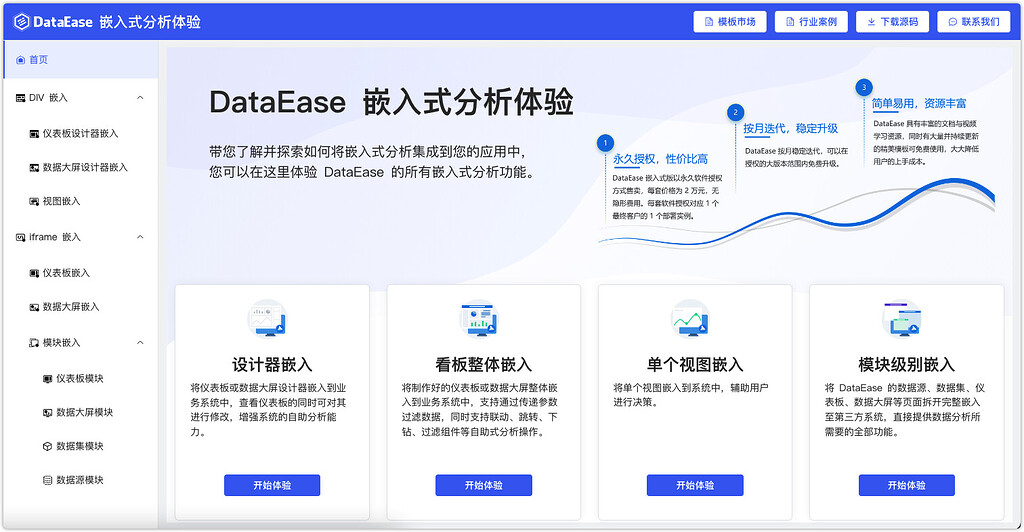 DataEase 嵌入式分析在线体验环境上线了！ - DataEase - 社区论坛 - FIT2CLOUD 飞致云