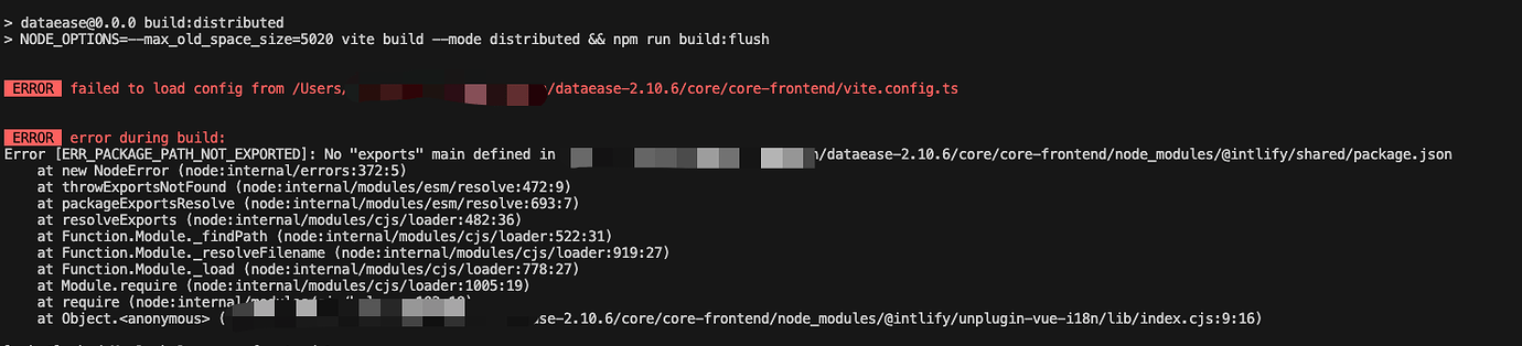 本地跑2.10.6源码，编译前端代码时报Error [ERR_PACKAGE_PATH_NOT_EXPORTED]: No "exports ...